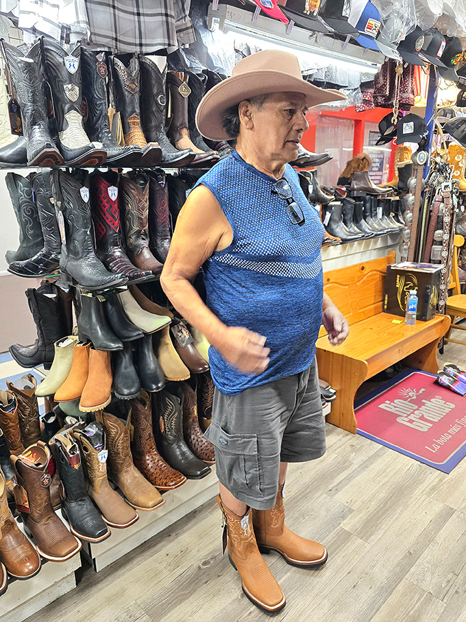 Western wear isn't just clothing here&mdash;it's an identity. This shopper knows the right boots make the man, especially in the Valley.