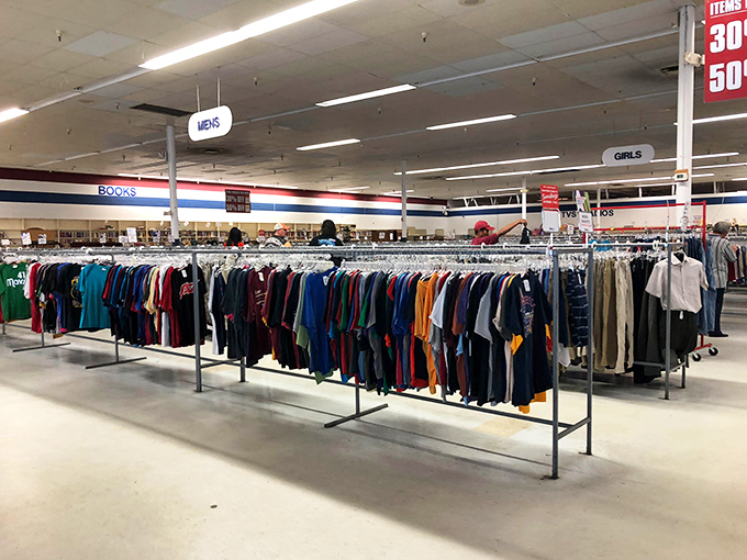 The clothe's section is a rainbow explosion of possibilities, where fashionistas can build wardrobes without taking out loans.