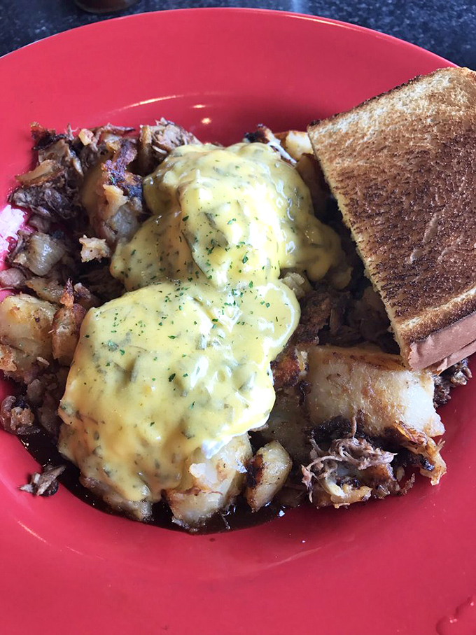 Short rib hash that doesn't mess around&mdash;tender meat, crispy potatoes, and hollandaise sauce that would make your cardiologist wince and your taste buds applaud.