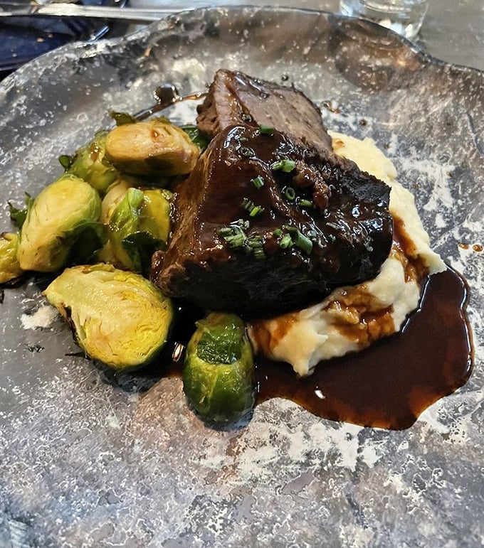 Short ribs that don't short-change on flavor, nestled alongside Brussels sprouts that might finally convince your vegetable-averse uncle to eat his greens.