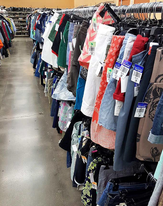 Summer shorts in every shade and pattern, proving Las Vegas residents do occasionally acknowledge seasons exist.