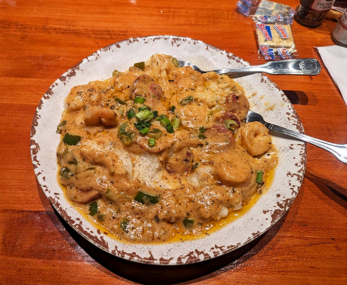 Shrimp and grits so creamy they should come with a warning label: "May cause involuntary food moans and sudden Southern accent."