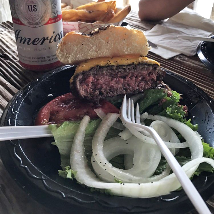 Cut into this medium-rare monument to beef perfection and witness the juicy interior that's converted countless burger skeptics into believers.