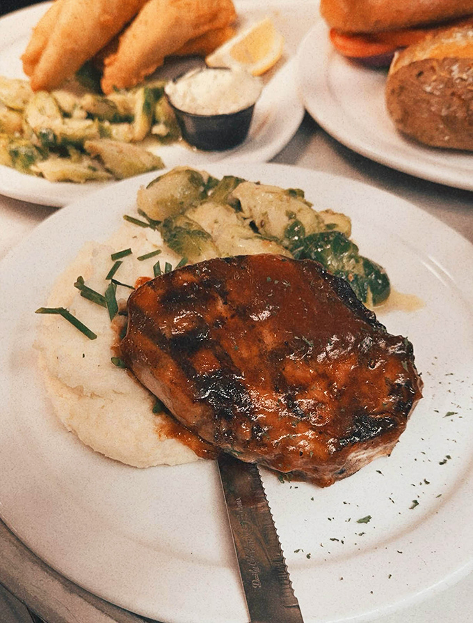 This sirloin doesn't need fancy plating to impress&mdash;just a pool of savory sauce, creamy mashed potatoes, and vegetables that actually taste like vegetables.