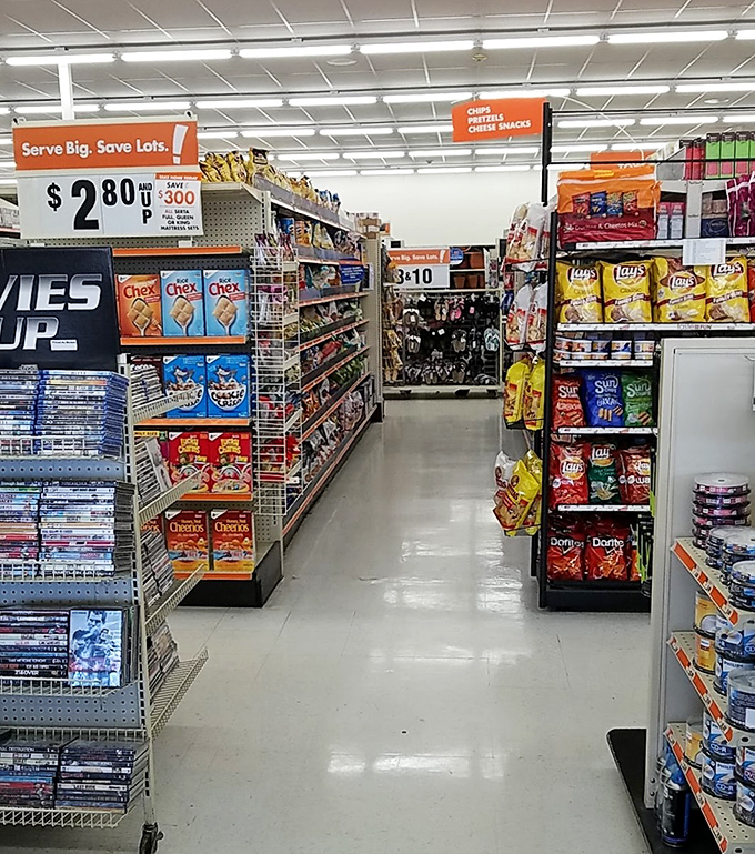 The snack aisle &ndash; where diet plans go to die and movie nights are born. Chex Mix and Doritos stand ready for your next Netflix marathon.
