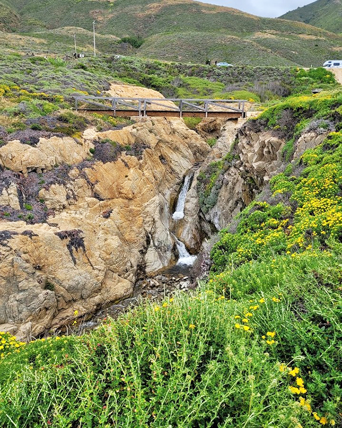 A hidden waterfall that looks like it was designed by the same folks who do the Bellagio fountains, only with better special effects.