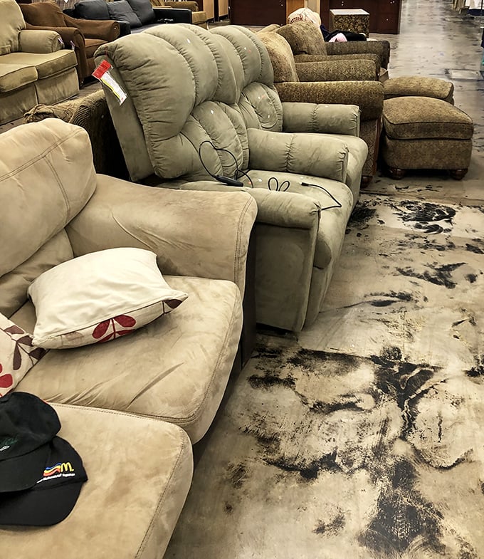 The sofa showroom: where someone else's "it doesn't match our new decor" becomes your "perfect for Netflix marathons" at a fraction of retail.