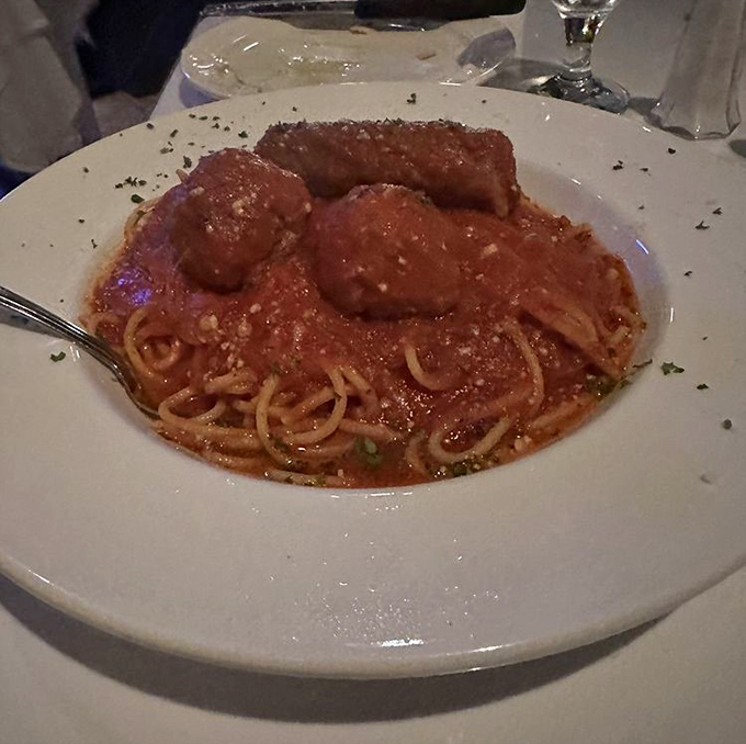 Spaghetti and meatballs&mdash;the Sinatra of pasta dishes&mdash;singing a perfect harmony of tomato, meat, and al dente noodles.