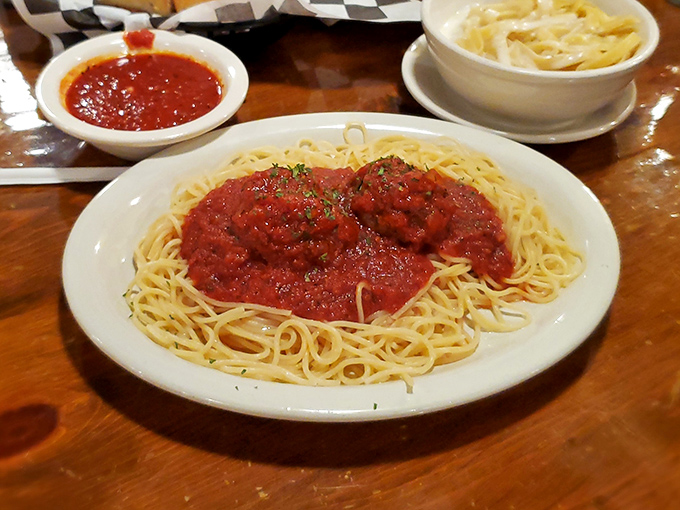Spaghetti and meatballs done right&mdash;where the pasta has actual texture and the sauce tastes like it's been simmering since breakfast.