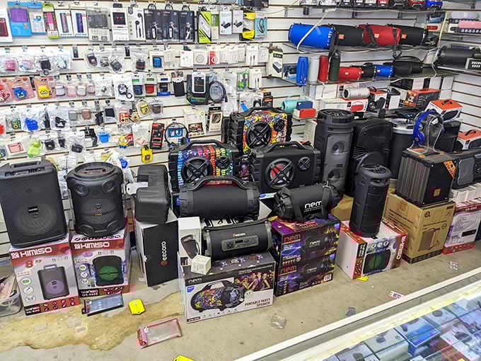 A wall of speakers that would make any 80s DJ weep with joy. Your neighbors might not appreciate your nostalgia quite as much.