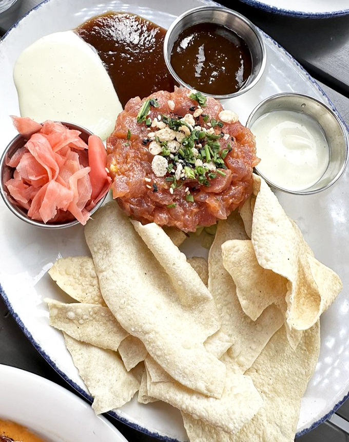 Tuna tartare that's dressed better than most people at the Oscars. Those chips aren't just vehicles&mdash;they're first-class transportation.
