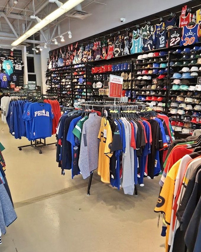 Sports fan paradise where you can represent your team without representing their full retail prices. Philadelphia pride on prominent display!