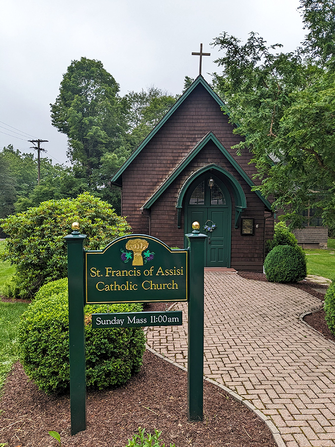 St. Francis would approve of this charming woodland chapel, where Sunday services come with a side of serenity.