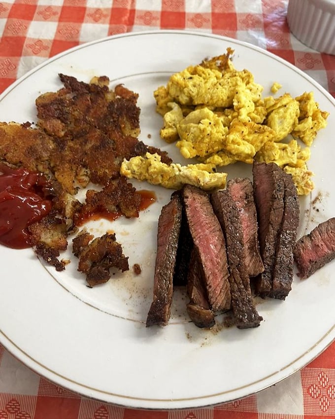 Steak and eggs: where breakfast meets dinner and nobody asks questions about appropriate meal times.