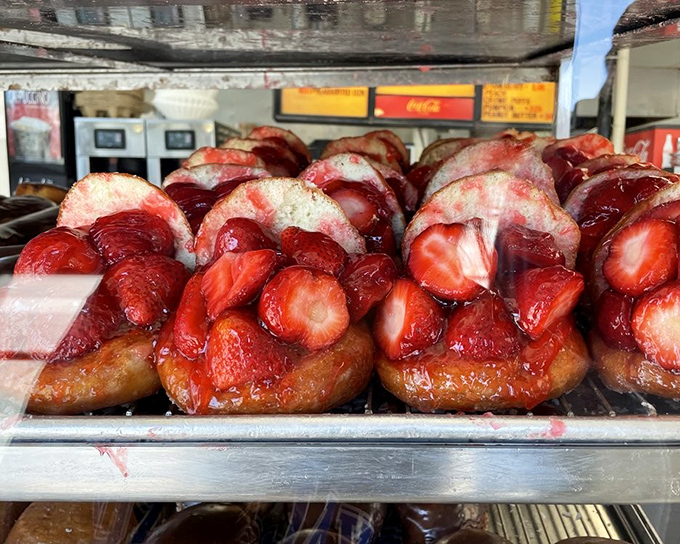 Not just strawberry donuts&mdash;these are strawberry revelations, where fruit and pastry achieve a harmony that makes symphony conductors weep with envy.