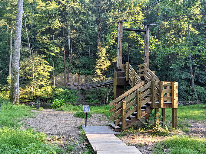 This suspension bridge isn't for the faint of heart, but crossing it rewards brave souls with both adventure and spectacular forest views.