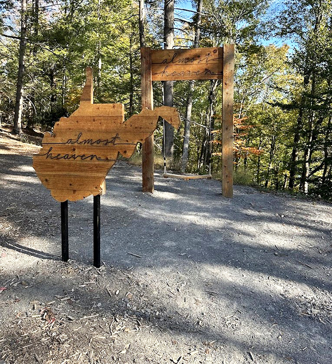 The wooden West Virginia-shaped gateway feels like stepping through a portal to a simpler time &ndash; no password or subscription required.