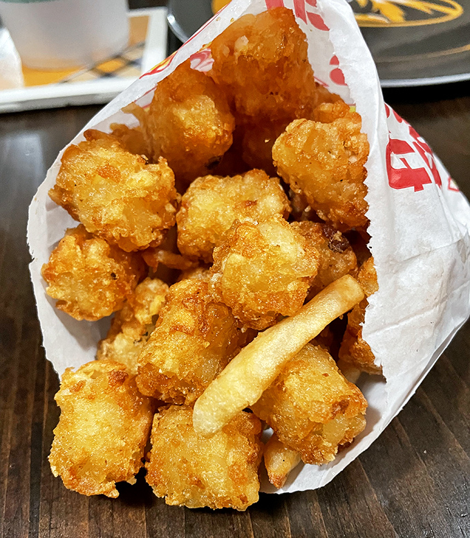Golden nuggets of potato paradise. These tater tots aren't just a side dish&mdash;they're the supporting actors who steal the scene.