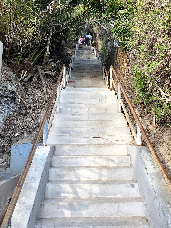 The infamous stairway to heaven (or at least to paradise). Count them if you must, but your quads will feel every single one.