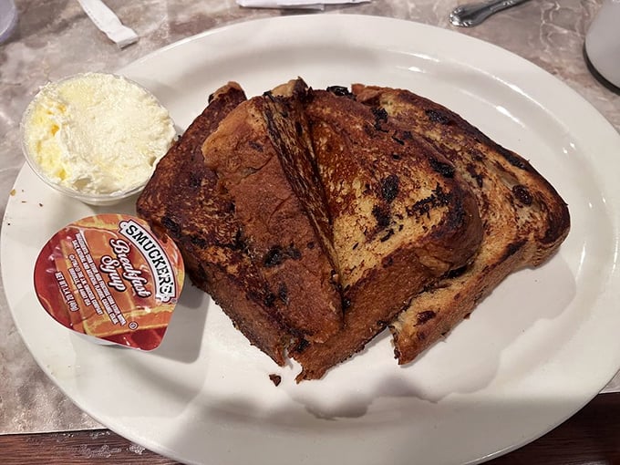 Cinnamon raisin French toast that doesn't need a filter—the kind of breakfast that makes you forget about your diet resolutions.