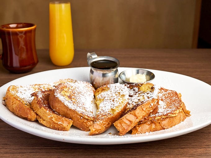 French toast that makes Wonder Bread look like a Cinderella story&mdash;transformed from humble beginnings into powdered-sugar royalty. 