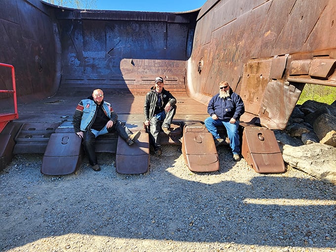"Honey, I think we're going to need a bigger camera!" Visitors sitting on the bucket's teeth get a literal taste of mining history.