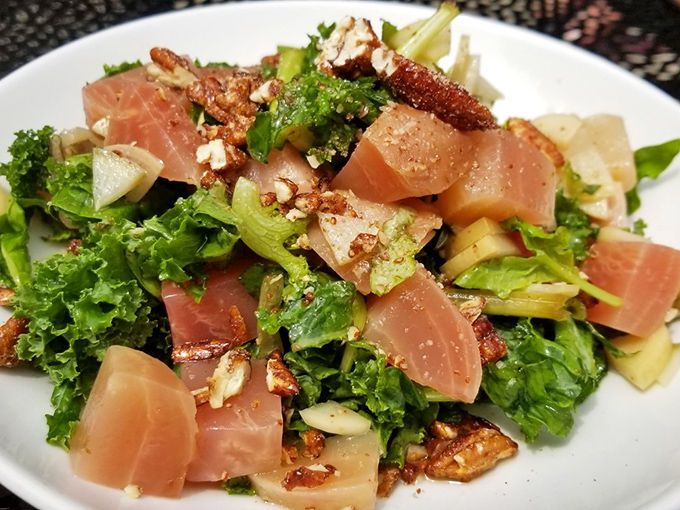 This isn't just a salad; it's a colorful rebellion against boring lunches, where every forkful delivers a perfect balance of textures and flavors.