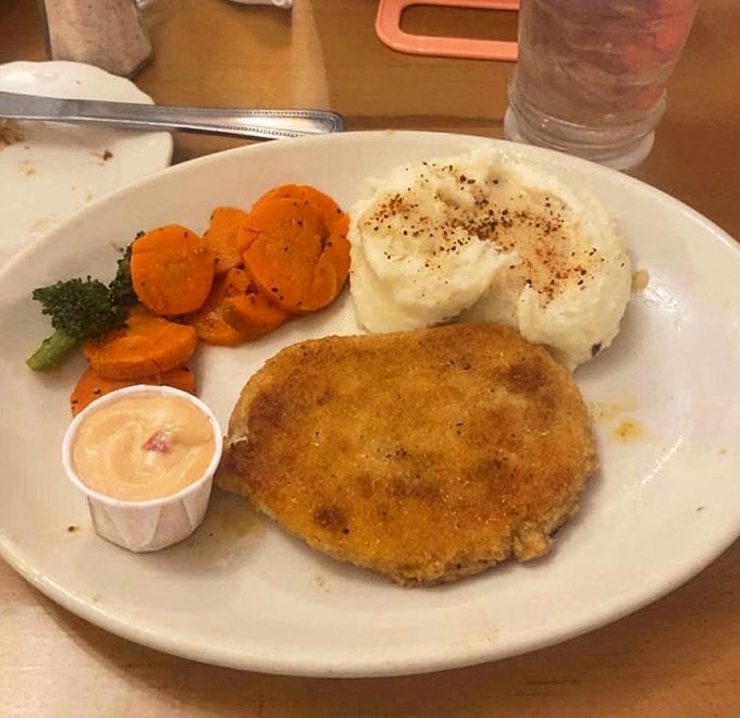 The turkey steak arrives with all the fixings &ndash; a Thanksgiving flashback that doesn't require listening to Uncle Bob's political opinions.