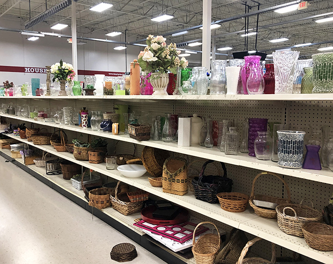 Vase-seekers and basket-collectors, rejoice! This aisle is where home decorators find that perfect vessel they never knew they desperately needed.