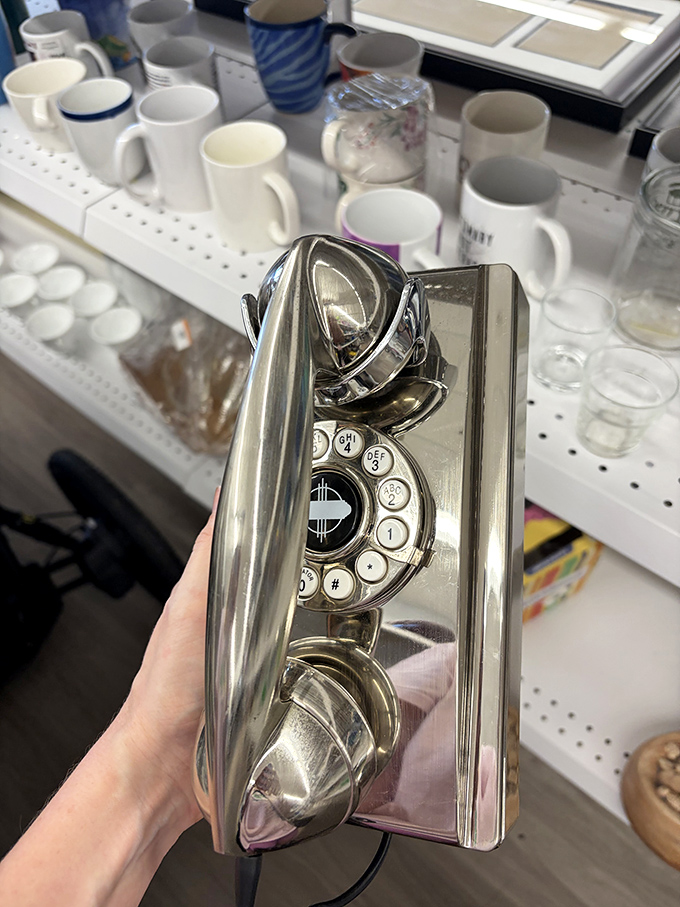 Hello from the past! This chrome vintage telephone isn't just a conversation piece&mdash;it's a conversation starter from an era when we actually talked to each other. 
