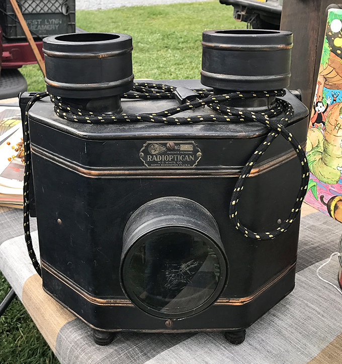 This vintage Radioptican projector looks like it could either screen films or contact aliens from the 1940s era.
