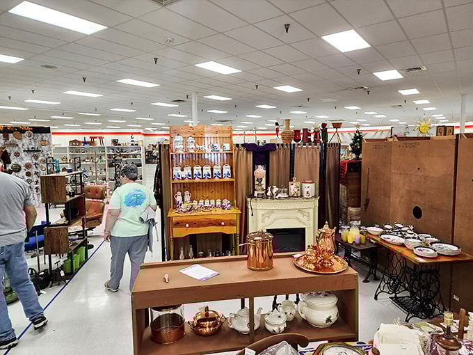 Wide aisles and bright lighting make treasure hunting accessible for everyone. Like a museum where everything has a price tag and a story.