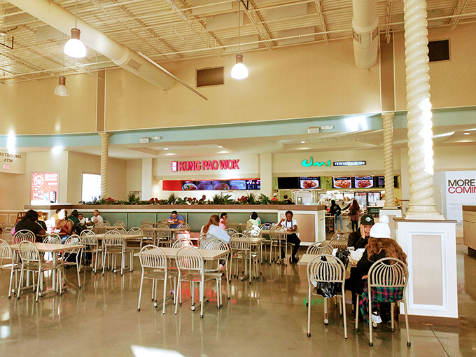 The bustling food court at lunchtime&mdash;proof that shopping burns calories that must be immediately replaced with Panda Wok deliciousness.