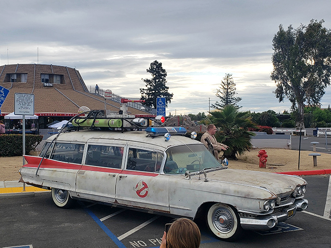 Nostalgia on wheels! This Ghostbusters-inspired vintage ambulance proves that sometimes the pre-show entertainment in the parking lot rivals what's on screen.