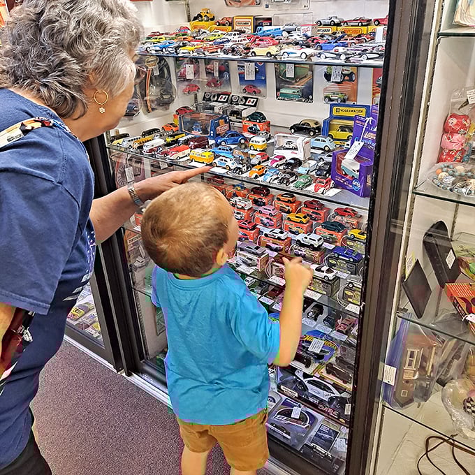Generations connecting through collectibles&mdash;that magical moment when a child discovers what "vintage" really means. Yesterday's toys creating tomorrow's memories.