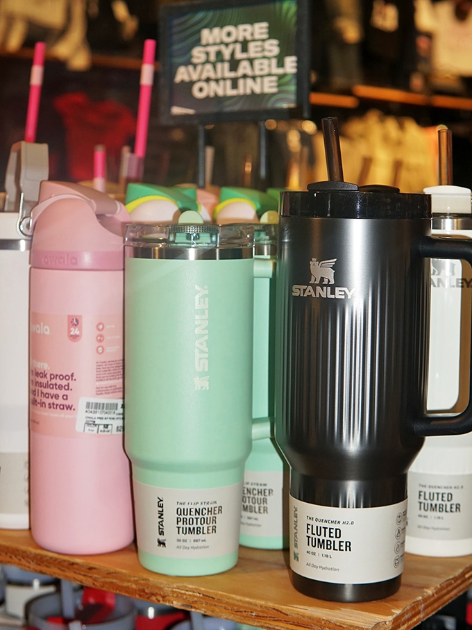Stanley tumblers in their natural habitat &ndash; lined up like beauty pageant contestants, each one promising to keep your drinks cold during the scorching Imperial Valley heat.