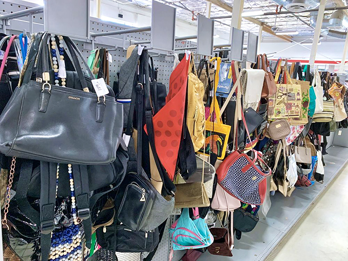 Handbag heaven! Designer labels mingle with quirky vintage finds, proving that yesterday's splurge becomes today's incredible bargain.