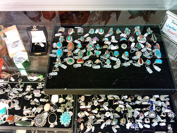 The jewelry case: where your wallet goes to die and your collection of "statement pieces" is born. Turquoise for days!