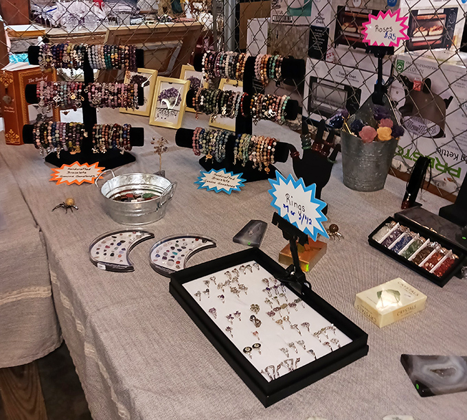 Jewelry displays that would make Elizabeth Taylor pause mid-stride. Each handcrafted bracelet tells a story&mdash;and costs less than your morning latte.