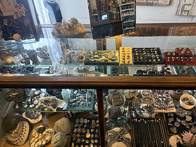 Jewelry cases sparkle with costume treasures that would make Elizabeth Taylor positively swoon with envy.