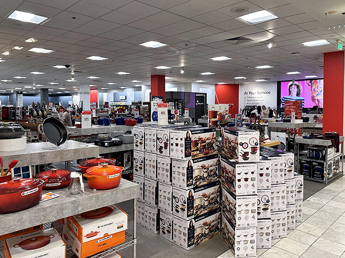Department store wonderland where cookware dreams are born. How many kitchen gadgets can one person justify? The answer is always "one more."