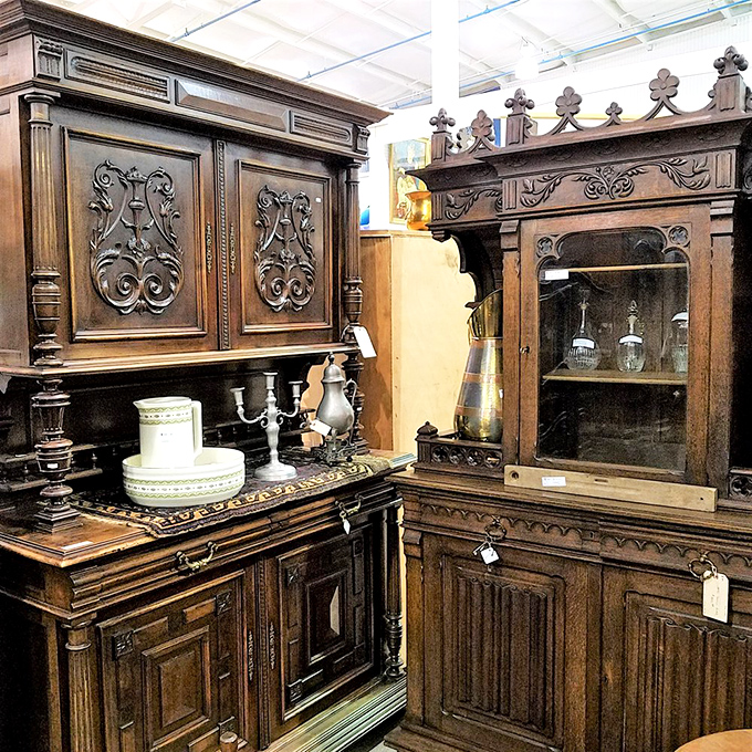 These ornately carved antique hutches aren't just furniture&mdash;they're architectural marvels that make today's flat-pack offerings look like they're not even trying.