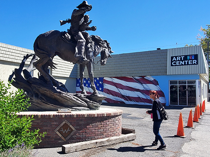 Western heritage meets artistic expression at Montrose's Art Center, where the impressive bronze rider statue reminds visitors of the area's deep cultural roots. 