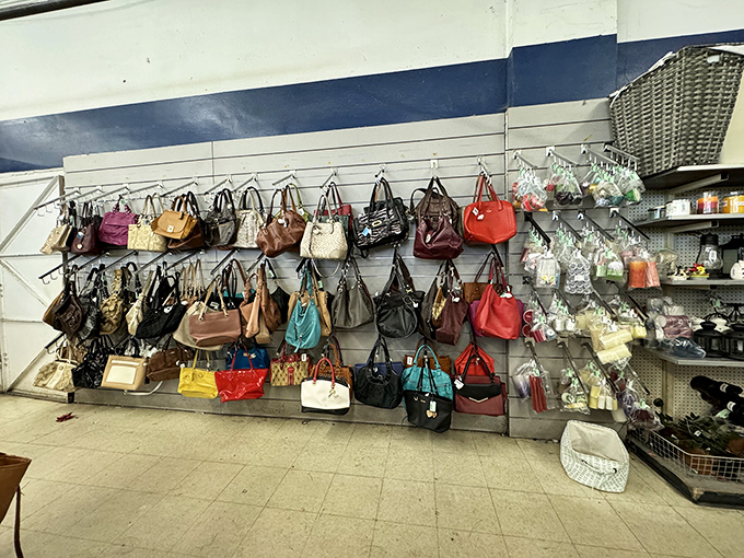 The handbag wall&mdash;where Coach might mingle with Target, and nobody judges which you choose as long as you love it.
