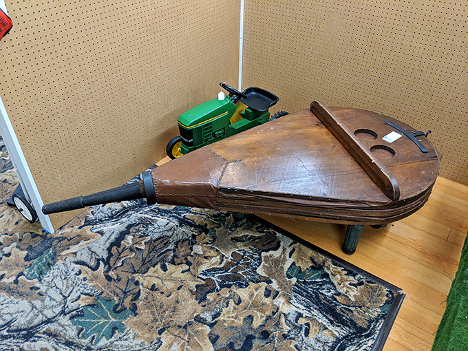 That wooden bellows coffee table isn't just conversation-starting d&eacute;cor&mdash;it's practically begging to tell tales from a century ago.