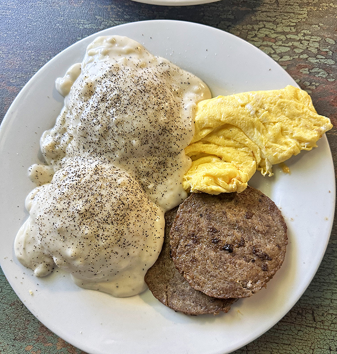 These biscuits and gravy might just make you forget your table manners as you contemplate licking the plate when no one's looking.