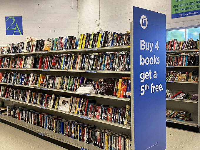 "Buy 4 books, get a 5th free" &ndash; because bibliophiles need enablers, not interventions.