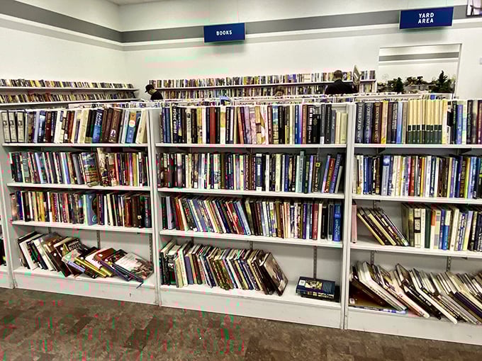 The book section&mdash;where dog-eared paperbacks and forgotten bestsellers create a library of possibilities for just pocket change.