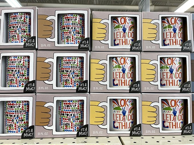 Mugs with messages that range from motivational to mildly sassy. The perfect vessel for your morning coffee and daily affirmations.