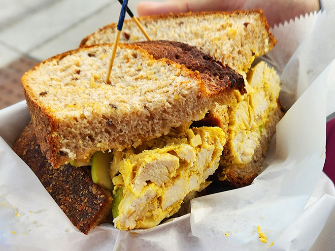 This golden-crusted curry chicken sandwich isn't just lunch&mdash;it's a masterclass in how bread and filling can achieve perfect harmony together.